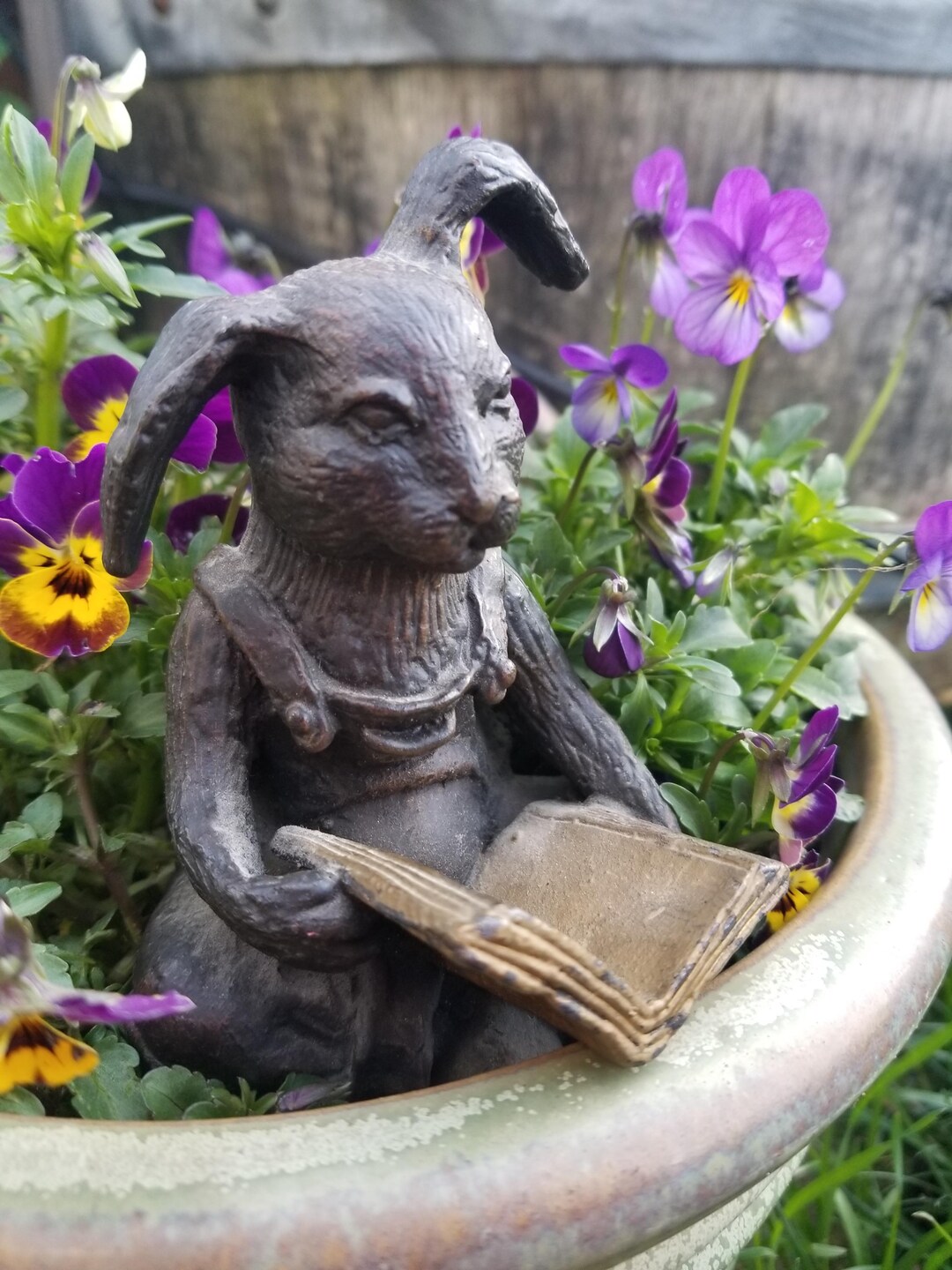 Adorable Cast Iron Anthromorphic Bunny Figurine. This Cute Overall ...