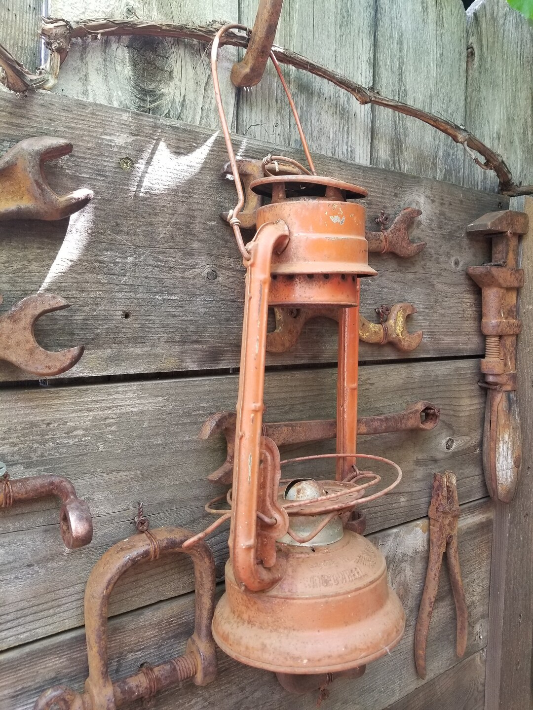 Rusty Red Winged Wheel Vintage Oil Lantern Body From Japan. This Crusty ...