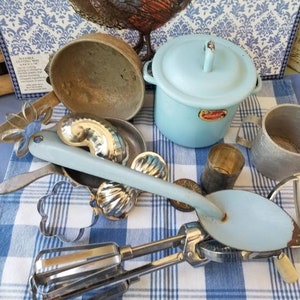 Eclectic Assortment of Farmhouse Blue Kitchen Cooking Gadgets. This ...