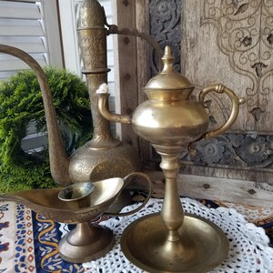 Intriguing Bedouin Inspired Brass Hand Held Oil Lamp. This Small ...