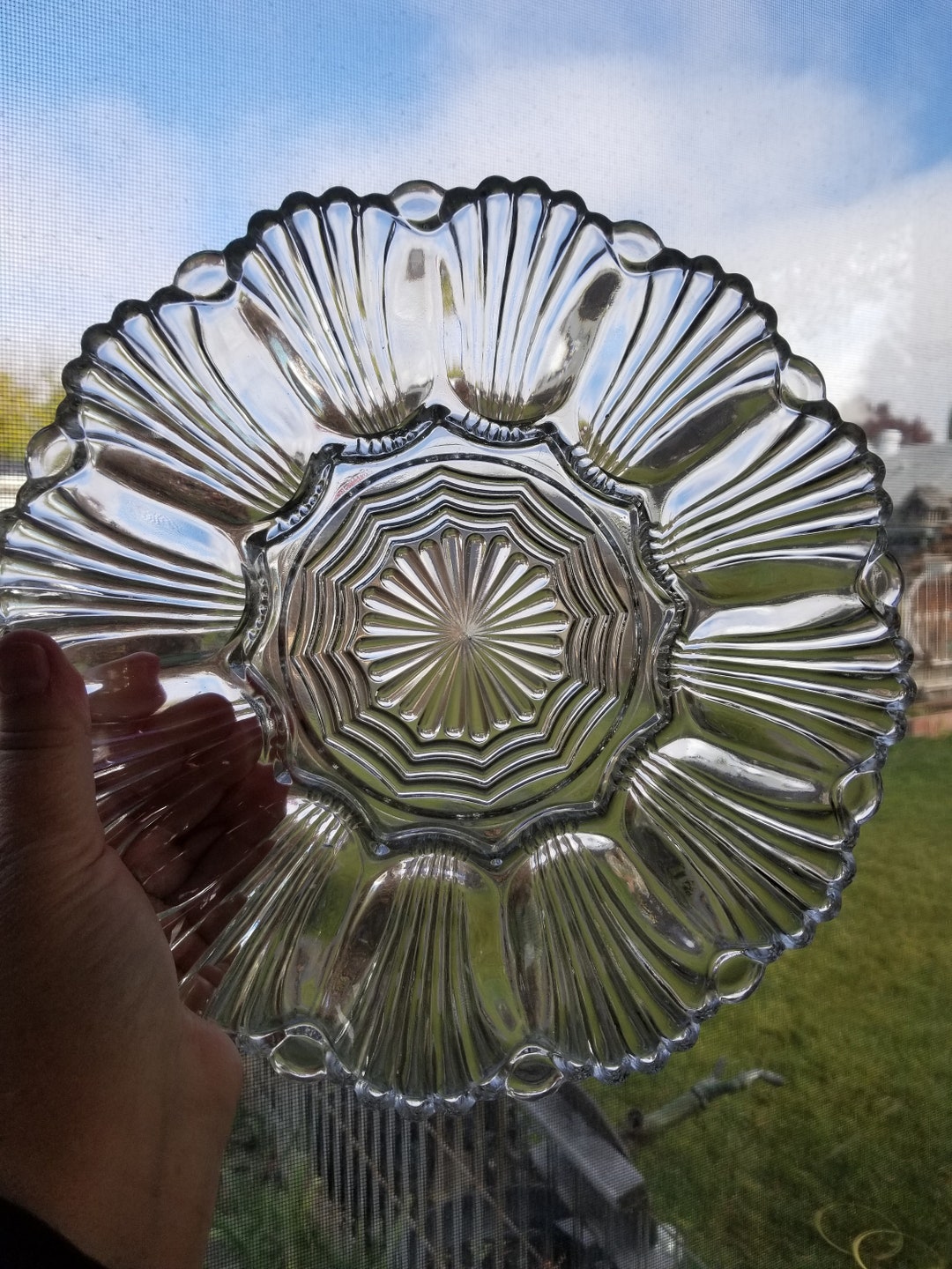 Absolutely Gorgeous Mid-century Clear Glass Deviled Egg Tray. This ...