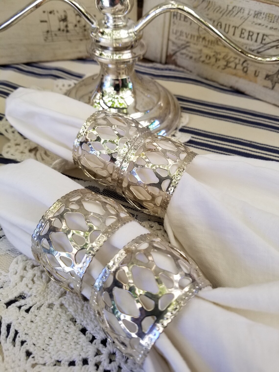 Elegant and Gleaming Silver Napkin Rings. This Set of Four - Etsy