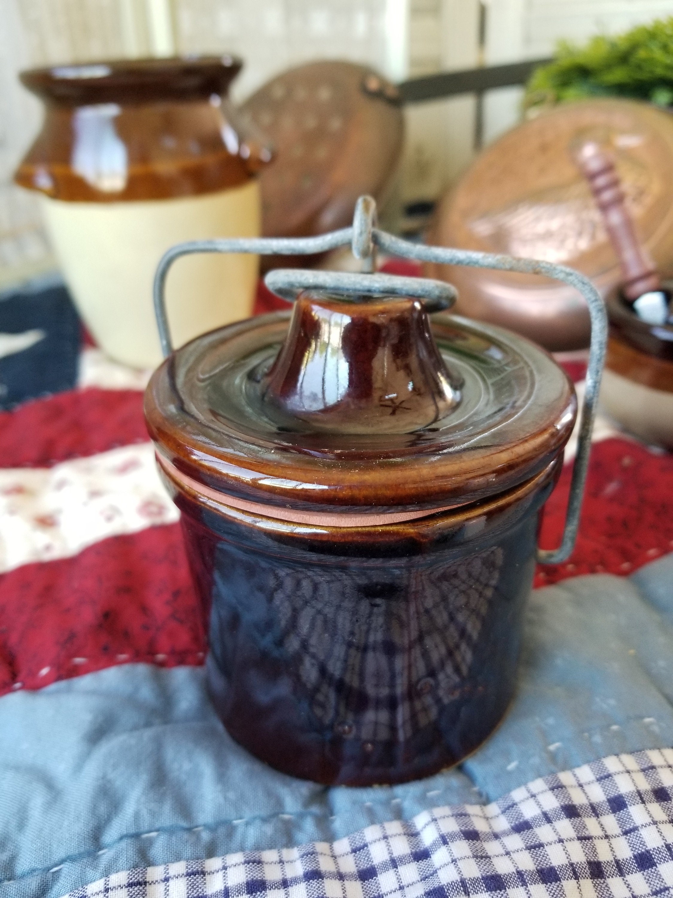 Vintage Brown Stoneware Sourdough Crock. This Small Brown Stoneware ...