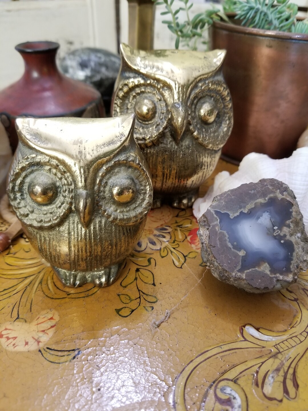 Striking Mid Century Seiden Korean Brass Owl Pair. These Heavy Brass ...