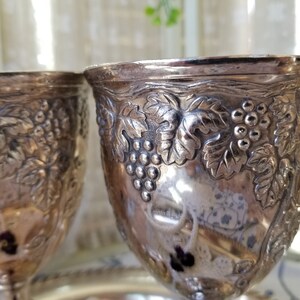 Pair of Enchanting Silverplated Chalices With Grapevines. These Heavy ...