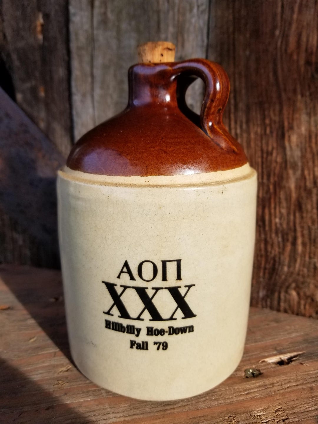 Alpha Omnicron Pi Stoneware Whiskey Jug. This Primitive Hillbilly ...