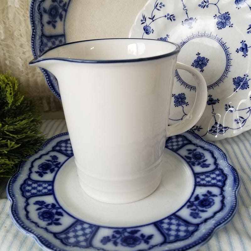 White Enamel Pitcher - Etsy
