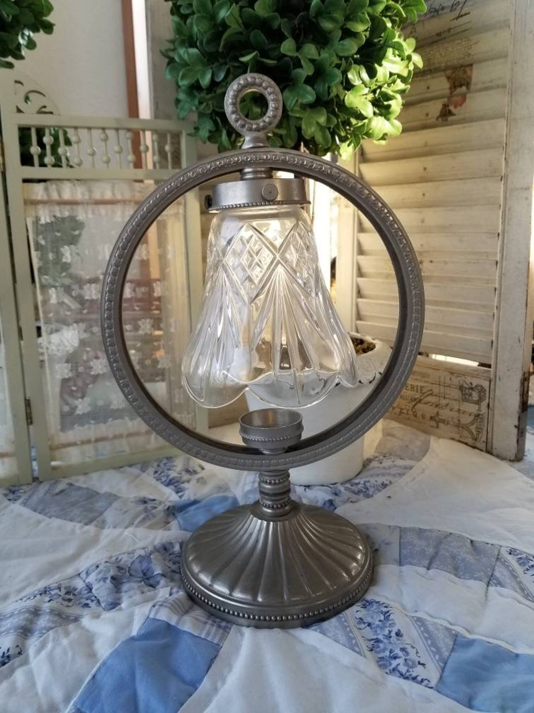 Heavy Silver Solid Brass Hurricane Lamp. This Lovely Farmhouse ...