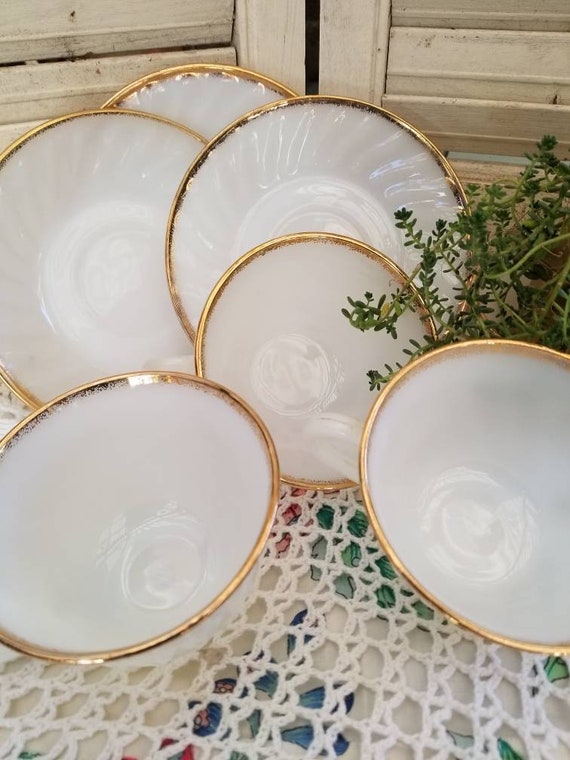 A Trio of Golden Anniversary Fire King Cup and Saucers. These - Etsy