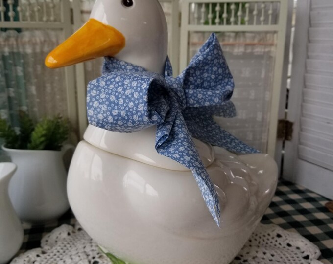 Classic Vintage French Country Goose Cookie Jar. This Vintage Blue Bow ...