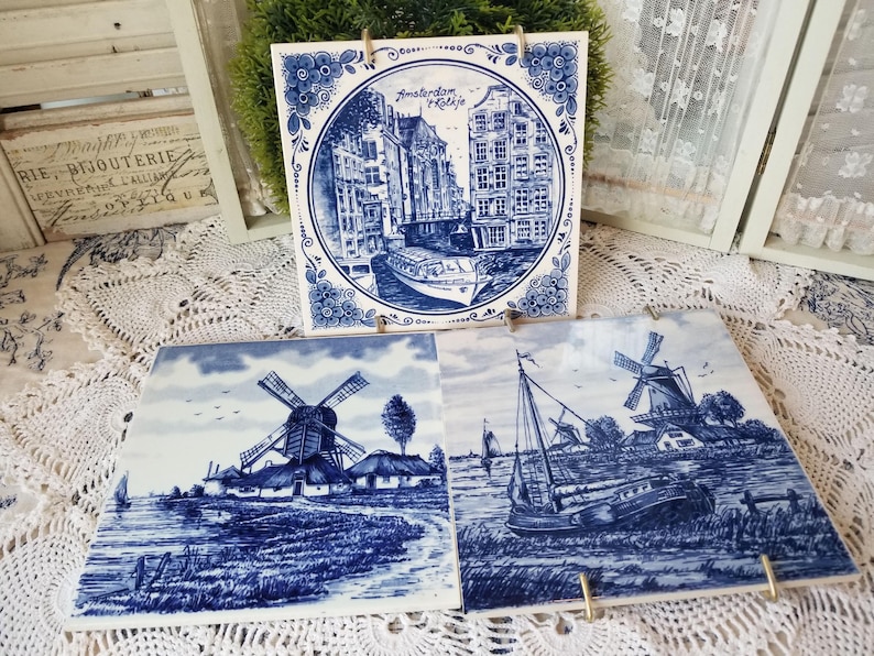 Beautiful Delft Blue and White Ceramic Tiles From Holland. You Choose ...