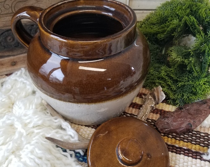 Rustic Aged Heavy Stoneware Crock. This Primitive Bean Crock Will Look ...