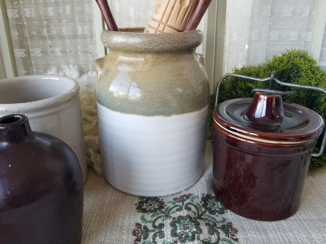 Primitive Stoneware Farmhouse Crock. This Sage and Cream Crock Would Be ...
