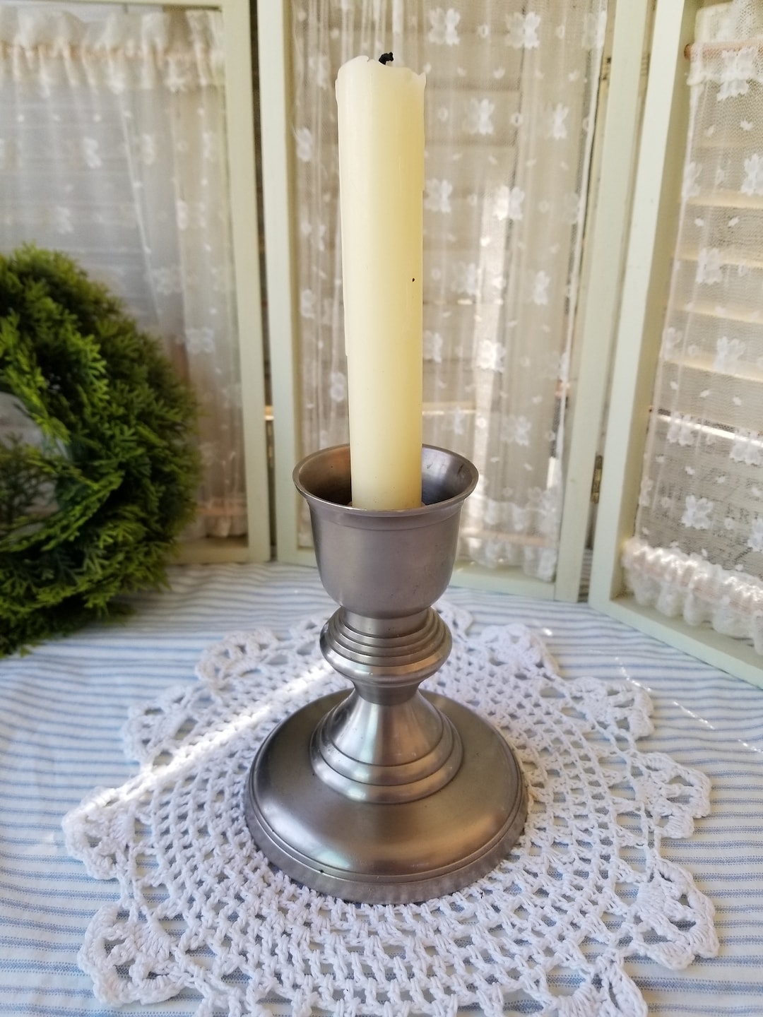 Colonial Inspired Pewter Candle Stick. This Vintage Pewter Candlestick ...