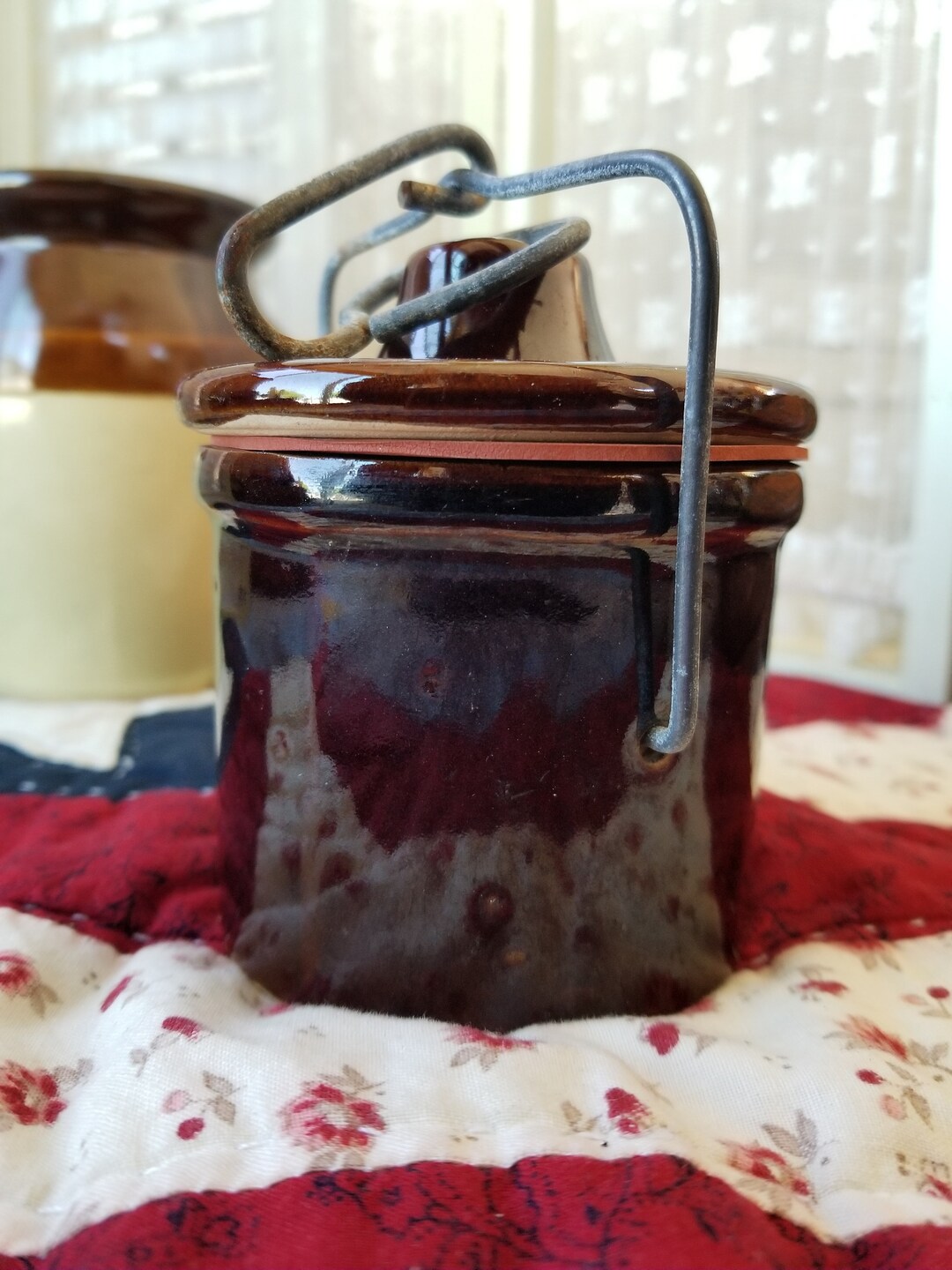 Vintage Brown Stoneware Sourdough Crock. This Small Brown Stoneware ...