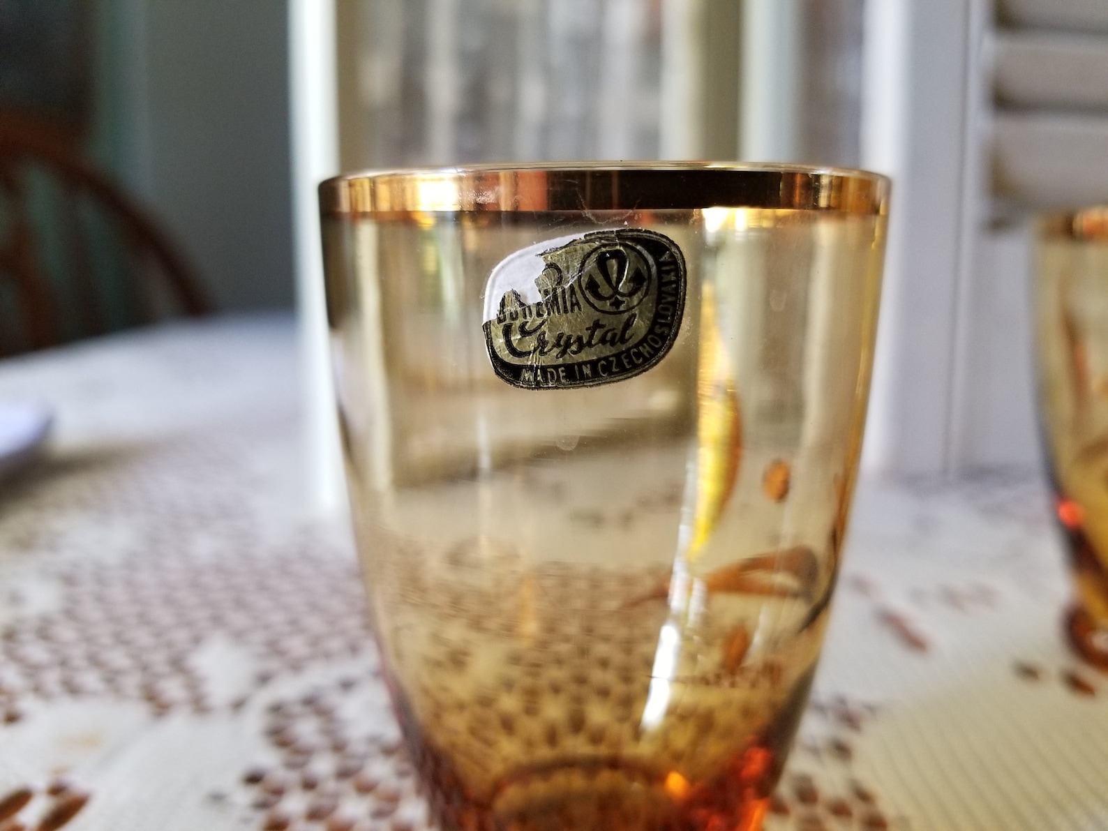 Stylish Bohemian Amber Crystal Decanter and 6 Matching - Etsy