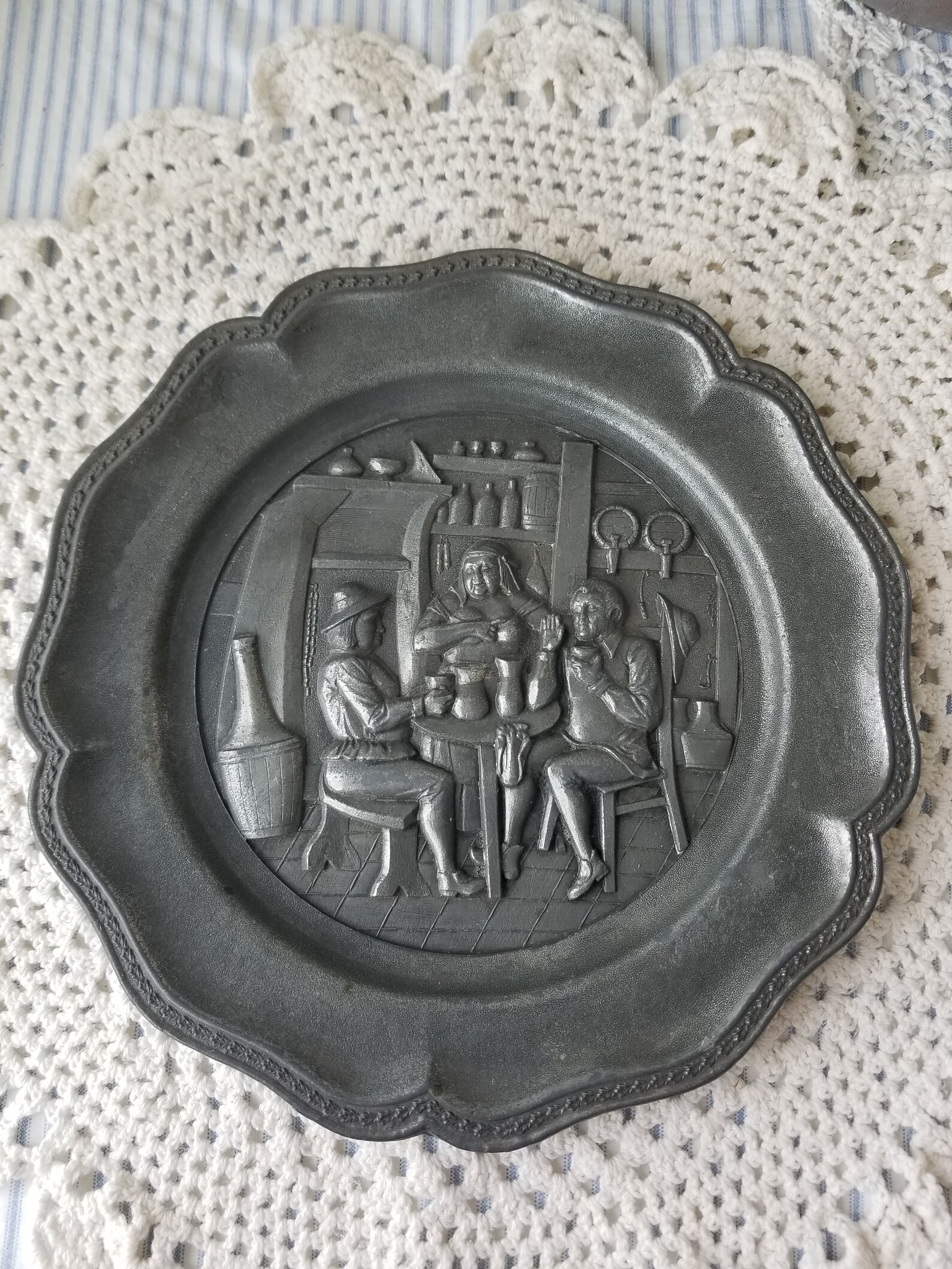 Gothic Inspired Pewter Plate With Images of a Primitive Pub Complete ...