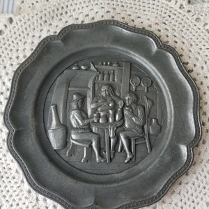 Gothic Inspired Pewter Plate With Images of a Primitive Pub Complete ...