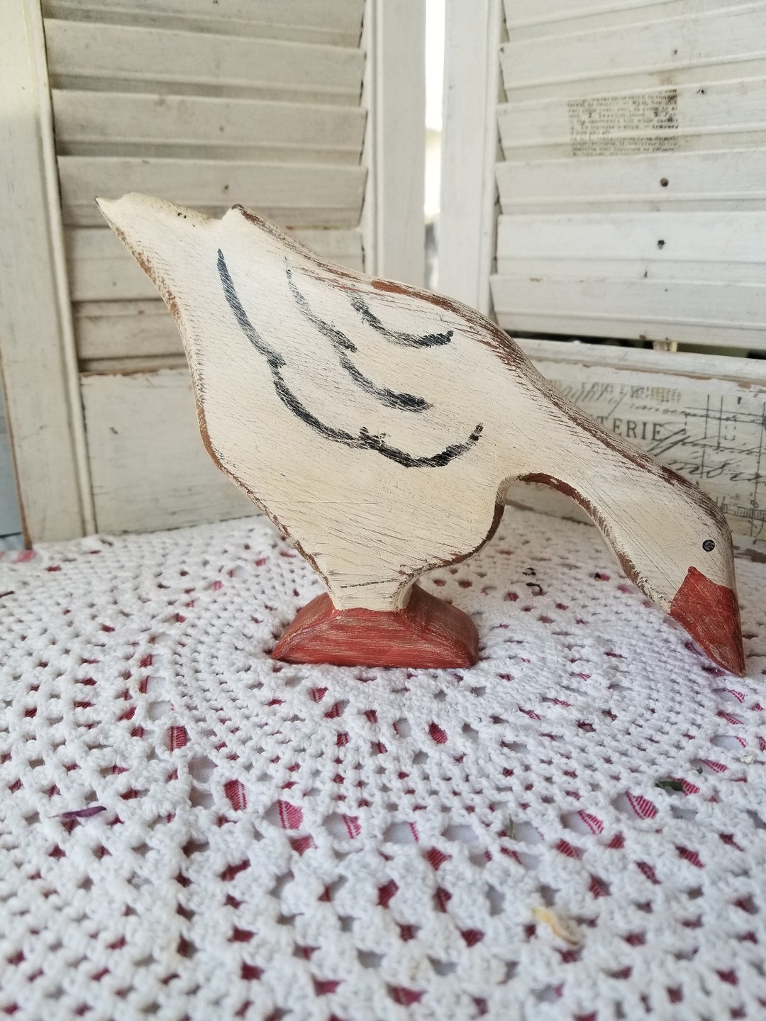 Charming French Farmhouse Goose Shelf Sitter. This Sweet Primitive ...