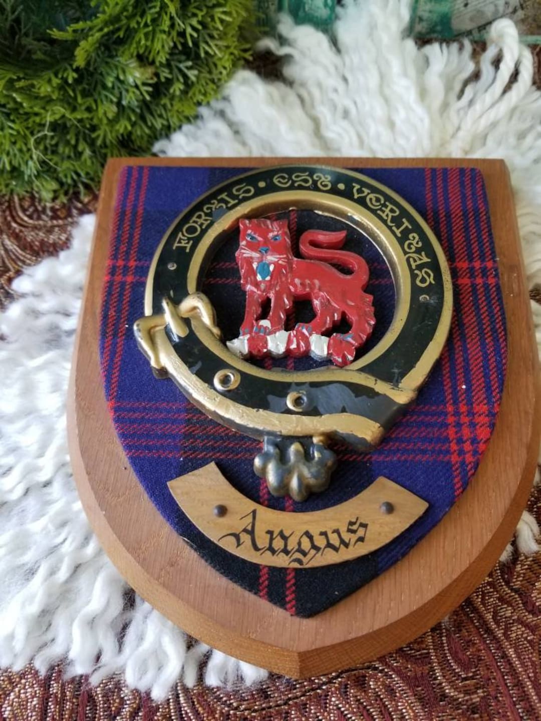 Vintage Scottish Clan Crest and Shield From Edinburgh. on a Tartan ...