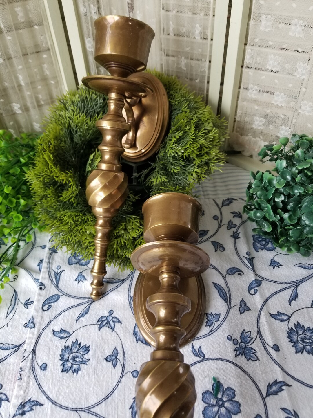 Glorious and Elegant Pair of Twisted Lacquered Brass Sconces. These Two ...