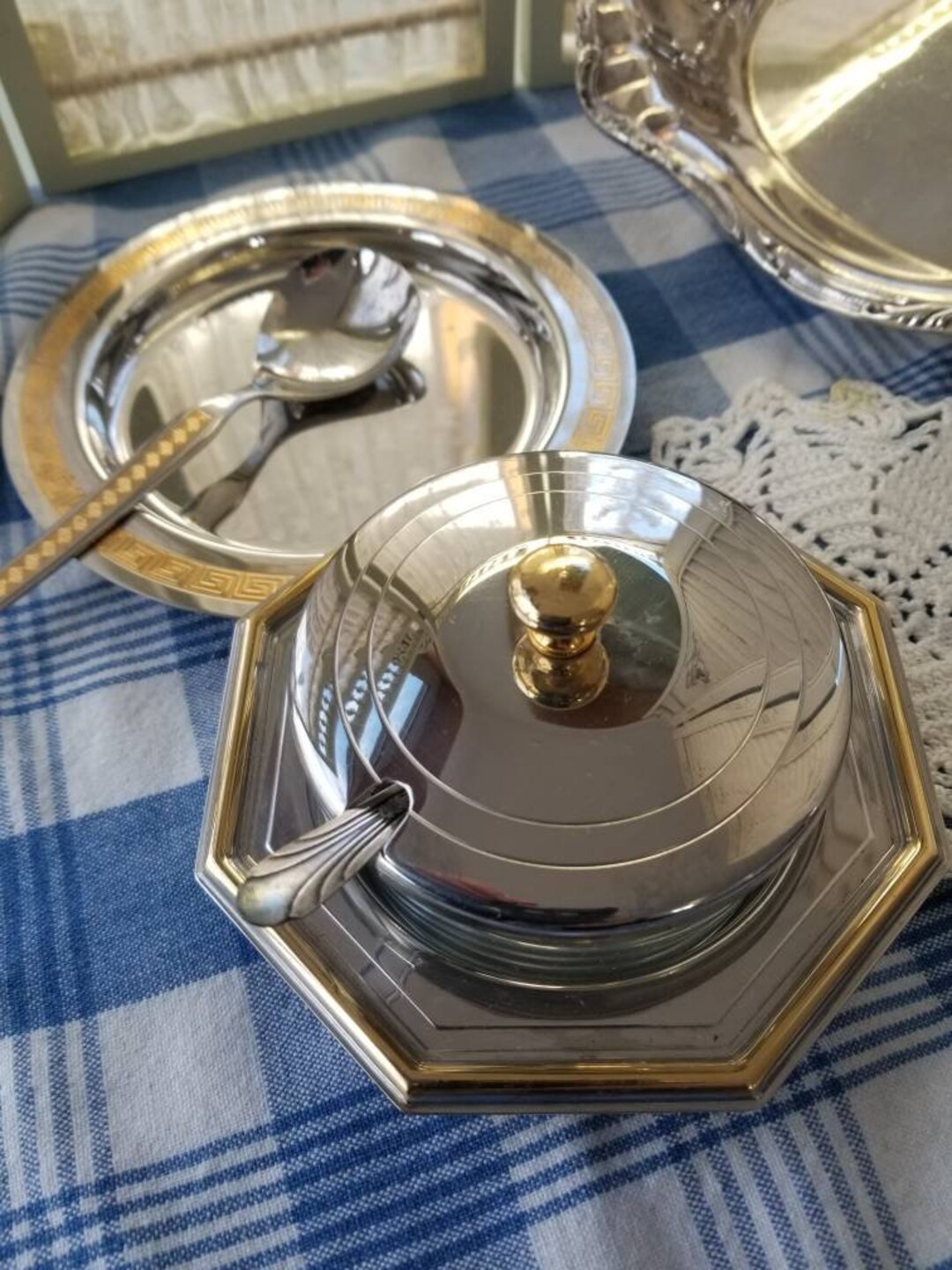 Vintage Silver, Gold and Glass Compote Dish Combination Made in Italy ...