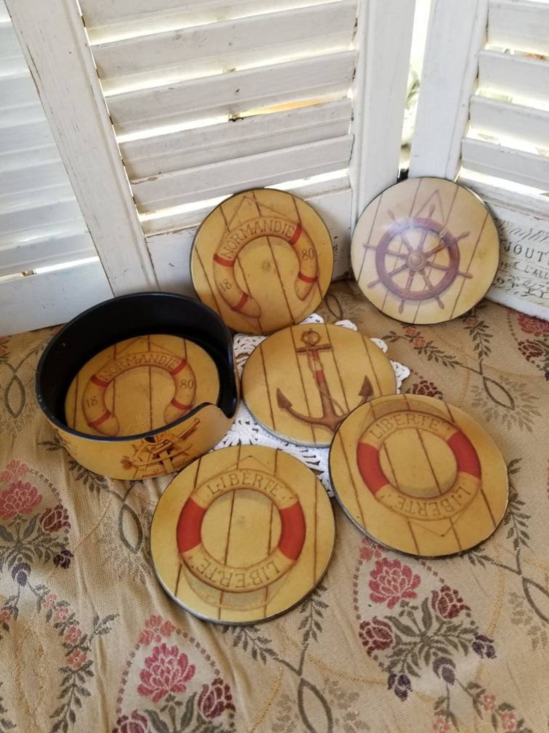 Charming Set of 6 Nautical Themed Melamine Coasters. Each of These ...