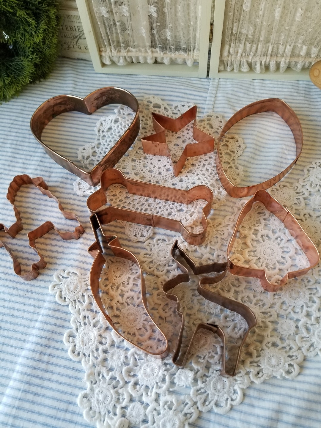 A Bundle of Eight Copper Cookie Cutters. Thes Eight French Farmhouse ...