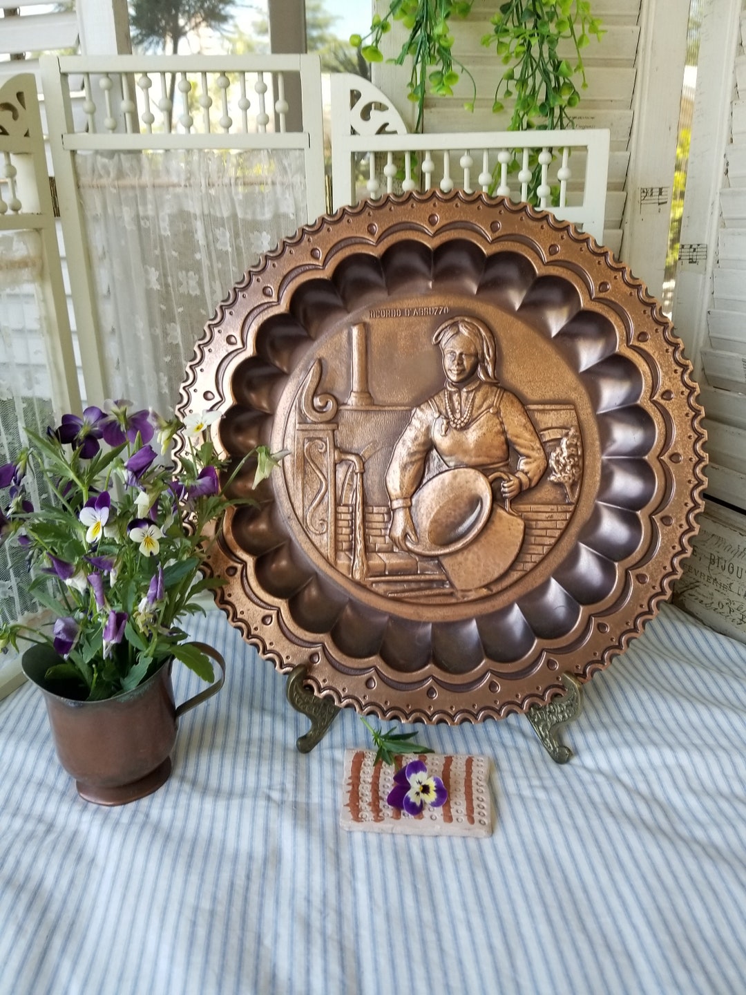 Beautiful Repousse Decorative Copper Plate From Italy. This Italian ...