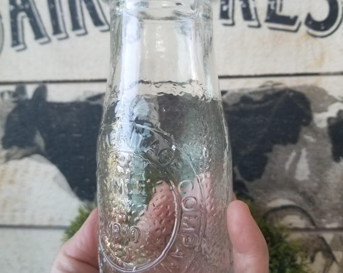 Adorable Clear Glass Half Pint Milk Bottle. This Little Vintage ...