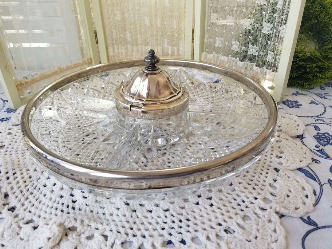 Sparkling Vintage Lead Crystal Serving Dish. This Beautiful Mid-century ...