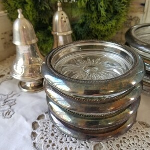 Gorgeous Set of Four Crystal and Silver Plated Coasters. This Set of ...