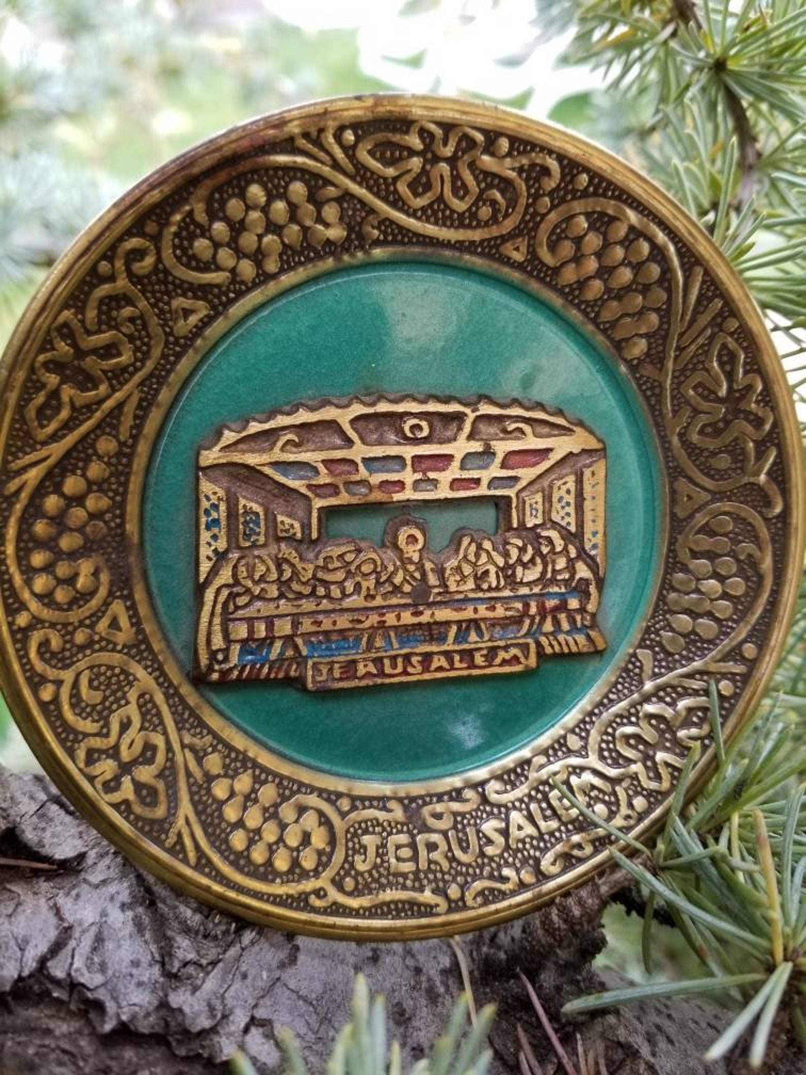 Beautiful Vintage Brass Tray From Jerusalem. This Diminutive Decorative ...