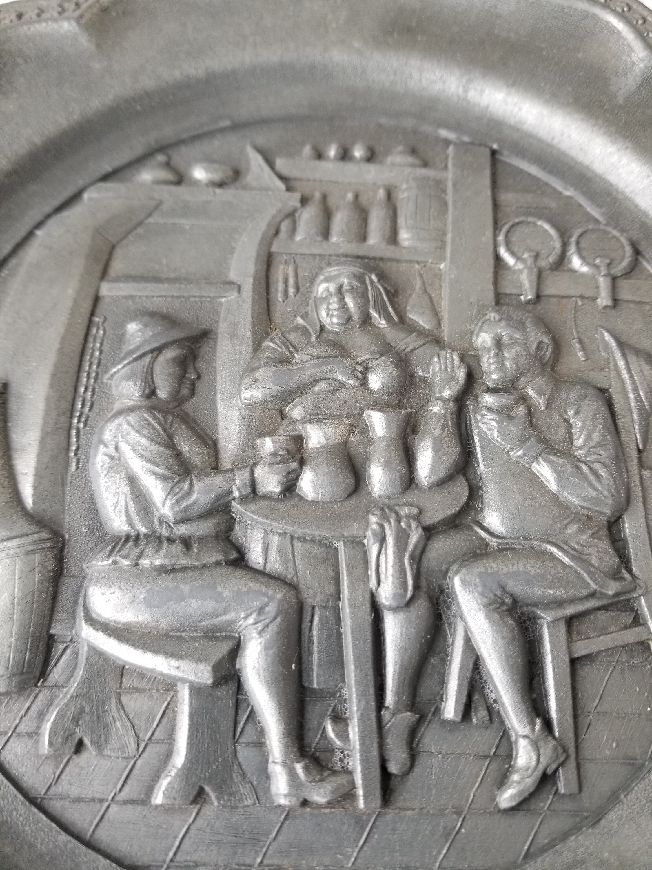Gothic Inspired Pewter Plate With Images of a Primitive Pub Complete ...