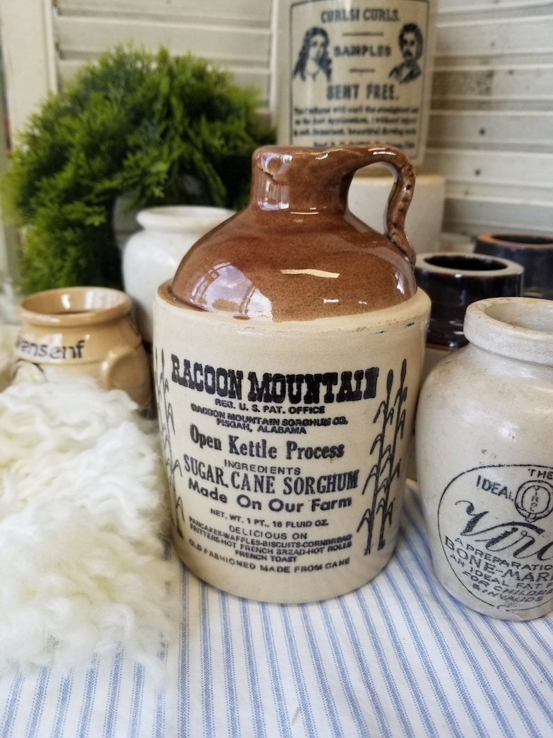 Antique Raccoon Mountain Sugar Cane Syrup Crock. This Charming ...