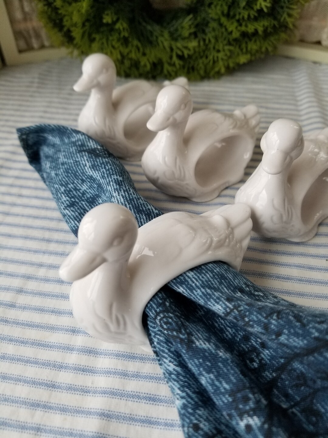 Set of Four Adorable White Farmhouse Duck Napkin Rings. These White ...
