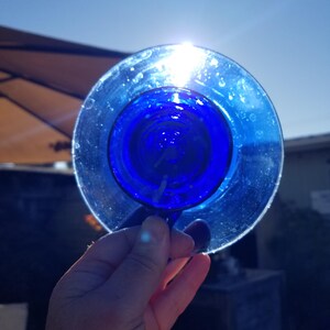 A Gorgeous Handblown Blue Glass Chamberstick. This Cobalt Blue Blown ...
