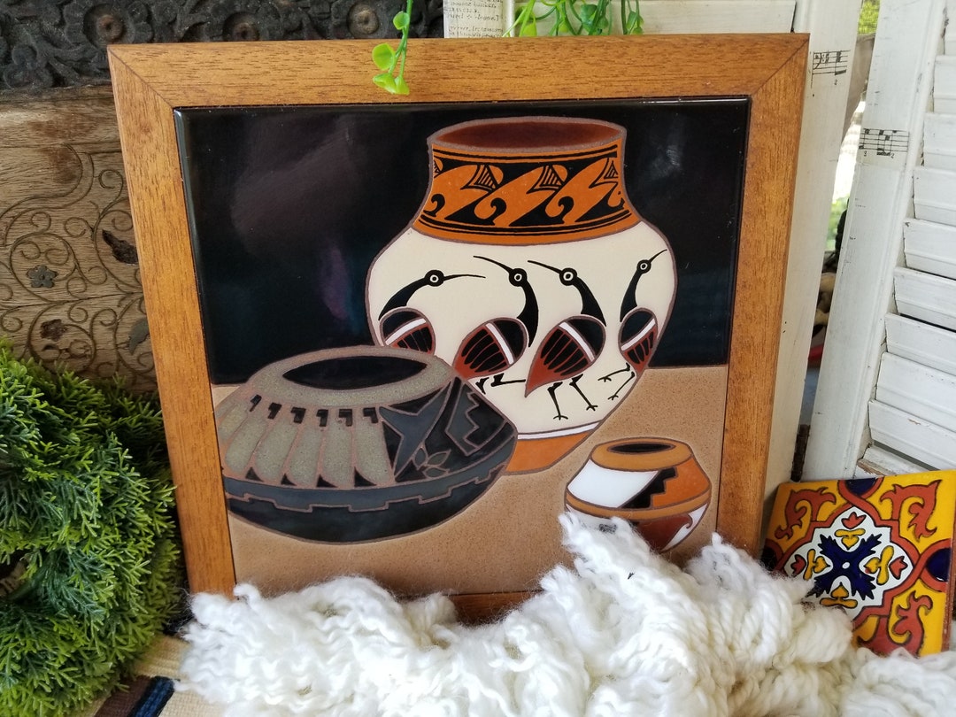 Spectacular Santa Fe New Mexico Pottery Tile. This Beautiful Framed ...