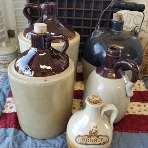 Rustic Farmhouse Stoneware Moonshine Jug. This Primitive Aged Two Toned ...