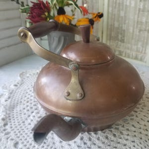Cute Rustic Wood-handled Copper Tea Kettle Perfect for an Afternoon ...