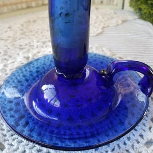 A Gorgeous Handblown Blue Glass Chamberstick. This Cobalt Blue Blown ...