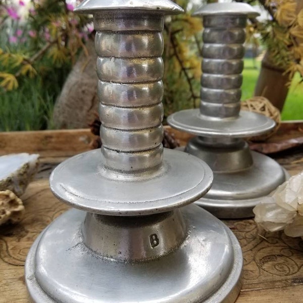 Pewter Candlesticks - Etsy