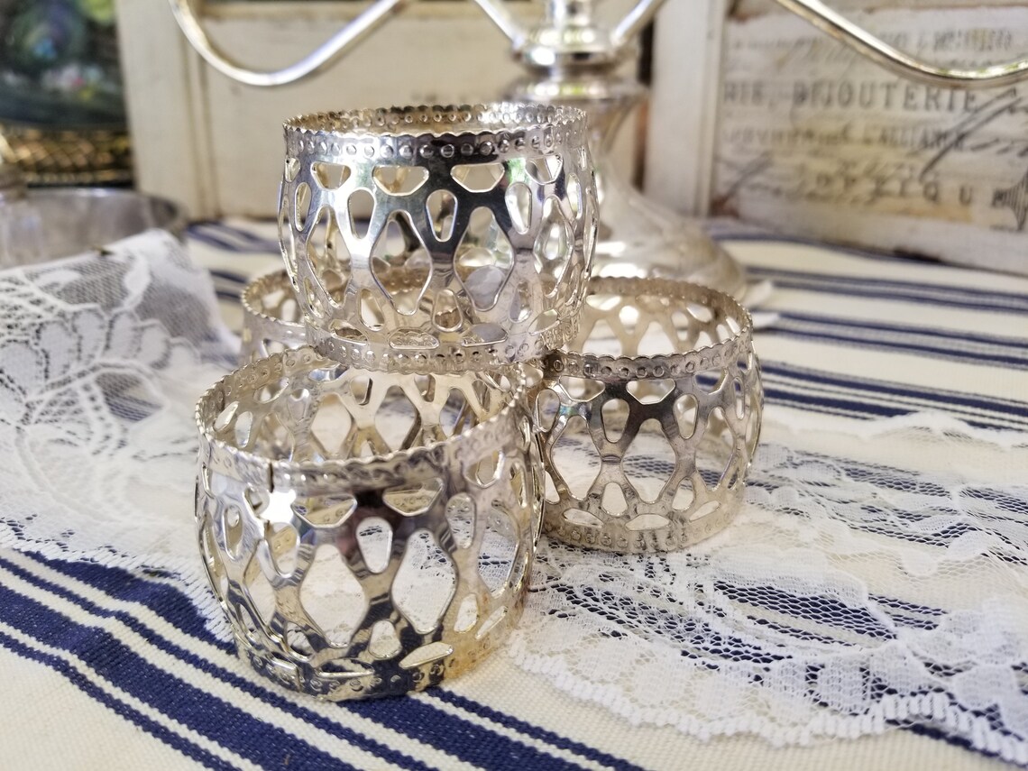 Elegant and Gleaming Silver Napkin Rings. This Set of Four - Etsy