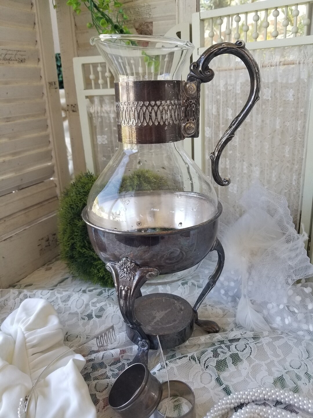 Ornate and Opulent Silver Plated Coffee Pot Stand. This Silverplated ...