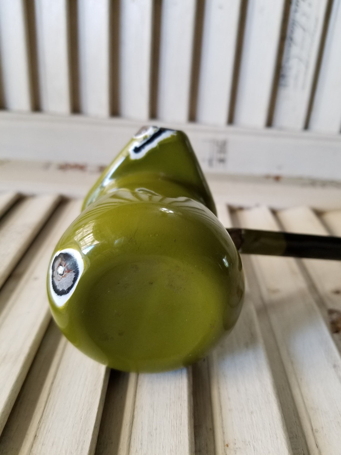 Mid-century Adorable Chippy Green or Yellow Enamel Pouring - Etsy