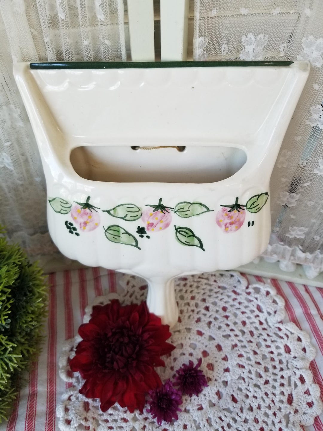 Adorable Hand Painted Dustpan Wall Pocket. This Cute Vintage Pink and ...