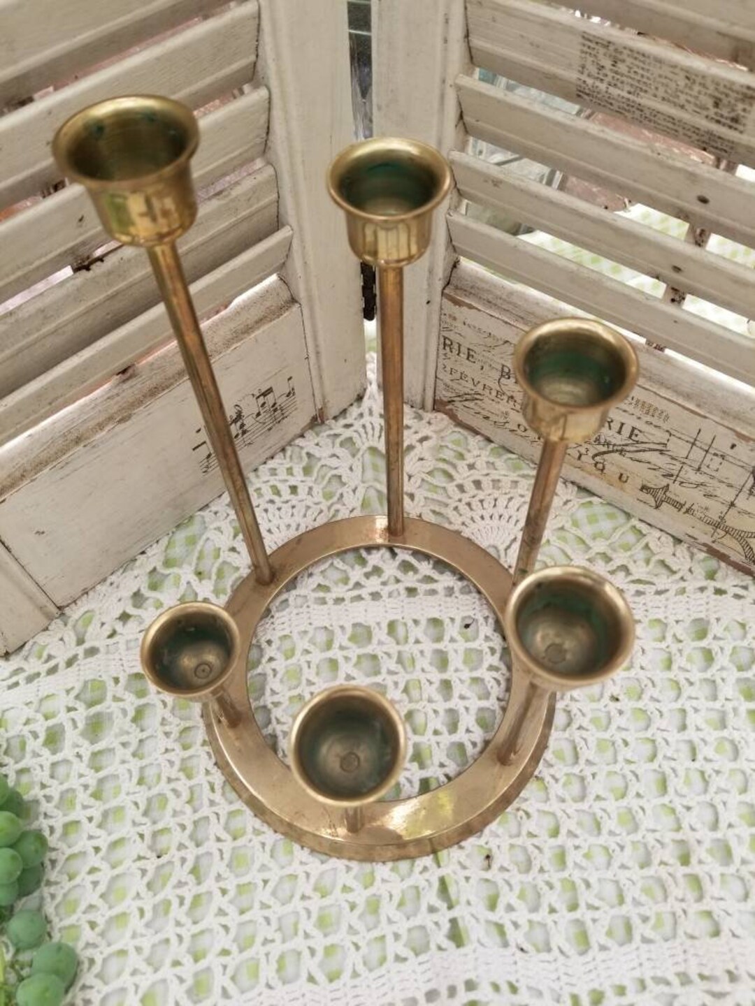 Midcentury modern brass candlestick ring. This versatile ring of 6 ...