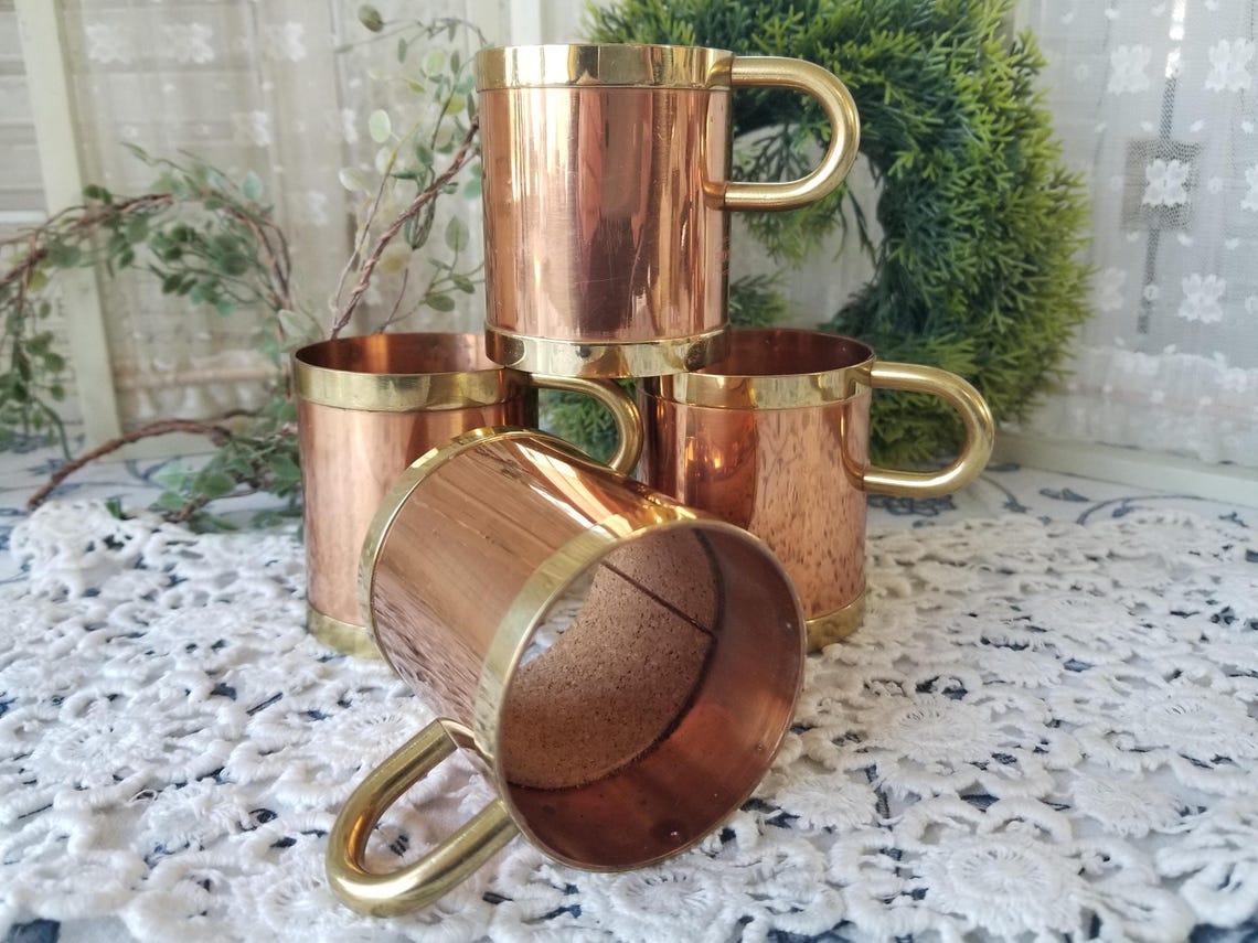 Set of 4 Vintage Beucler Copper Irish Coffee Glass Holders. This Set of ...