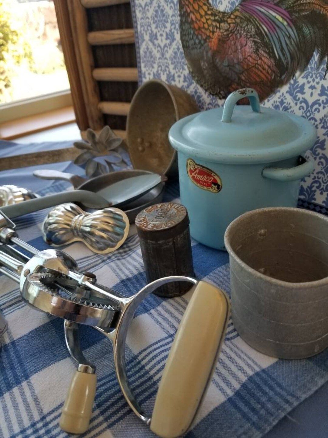 Eclectic Assortment of Farmhouse Blue Kitchen Cooking Gadgets. This ...
