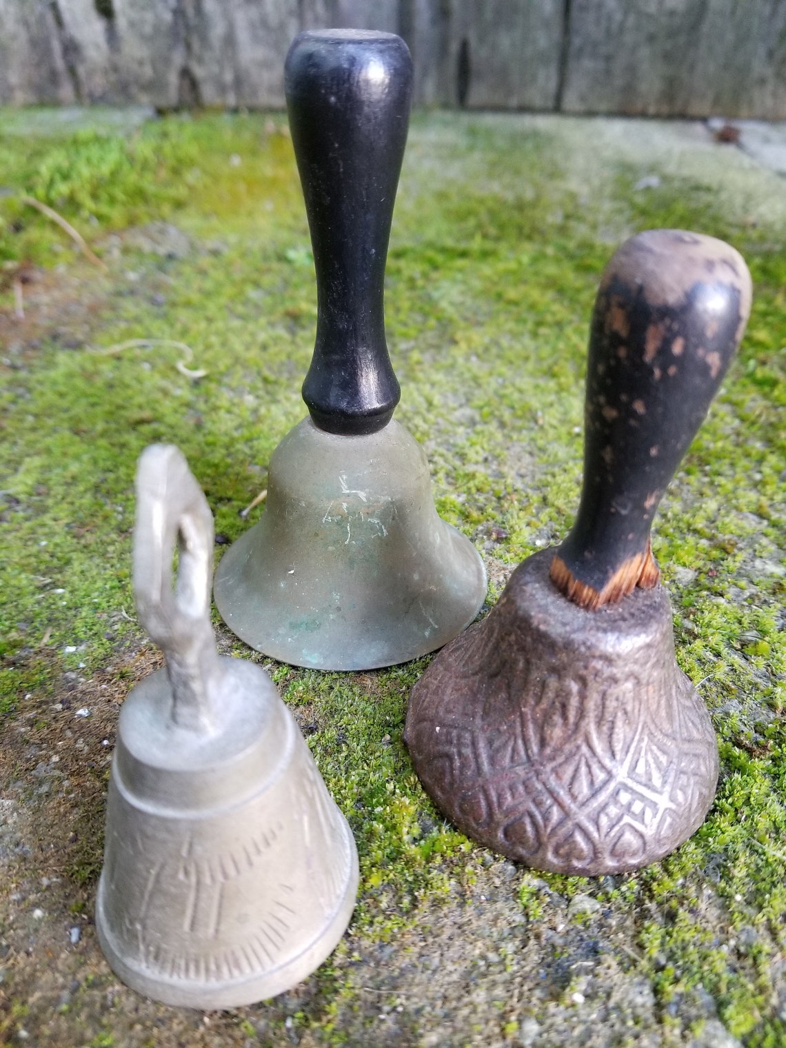 A Trio of Small Crusty Rusty Bells. Eclectic Trio of Brass - Etsy